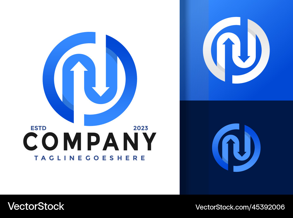 Letter n arrow logo logos design element stock Vector Image
