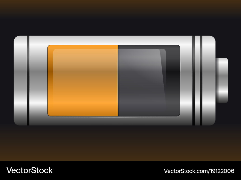 Orange metal with glass battery Royalty Free Vector Image