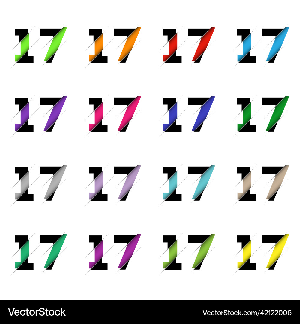 Paper cut number seventeen 17 realistic 3d multi Vector Image
