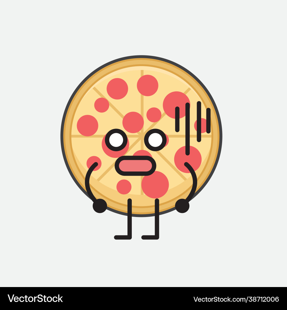 Pizza character with cute face and simple body Vector Image