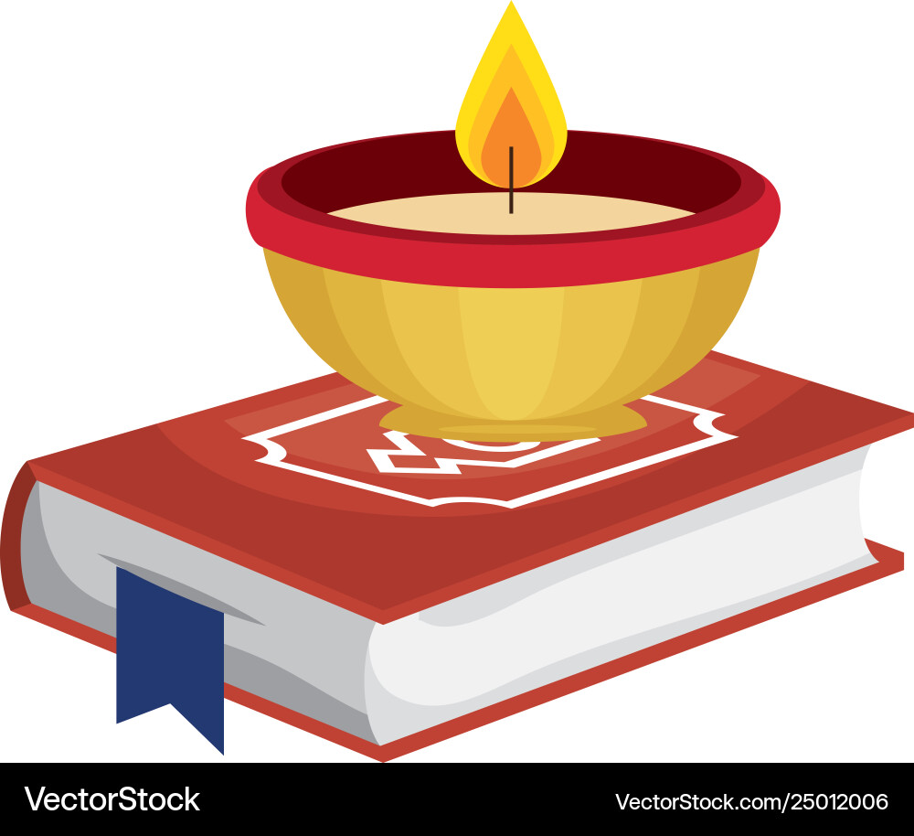Sacred book with candles religious icon Royalty Free Vector