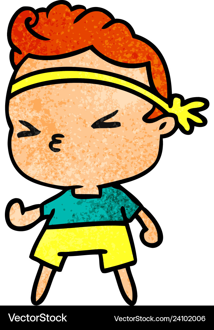 Textured cartoon kawaii working out boy Royalty Free Vector