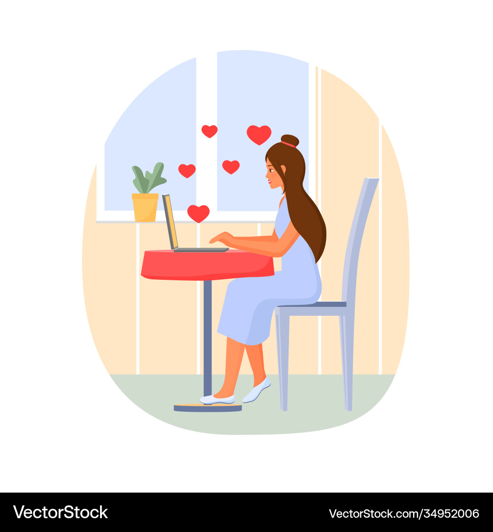 Woman virtual love heart Royalty Free Vector Image