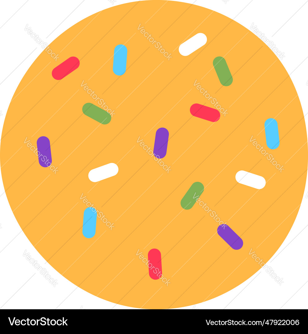 Yellow cookie with colorful sugar sprinkles Vector Image