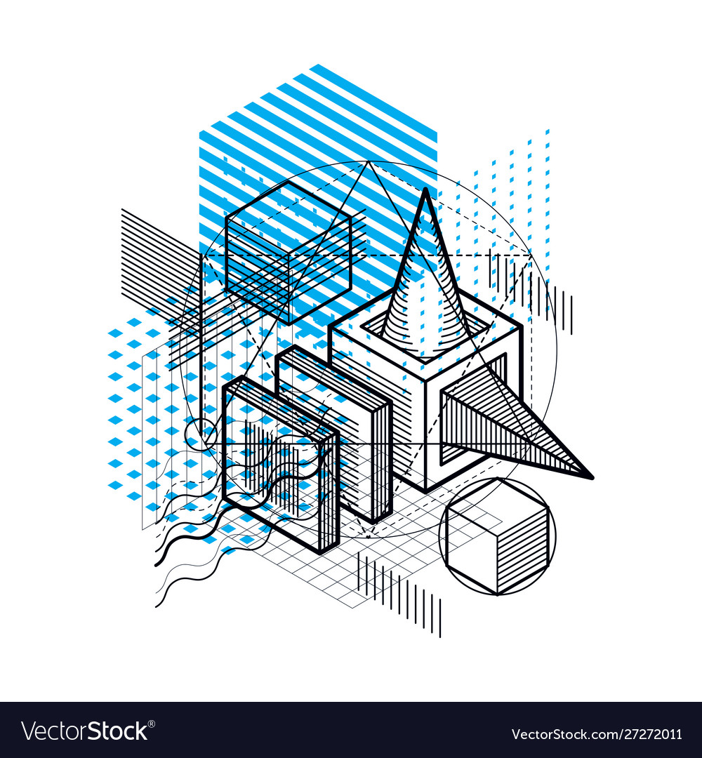 Abstract Design With 3d Linear Mesh Shapes Vector Image
