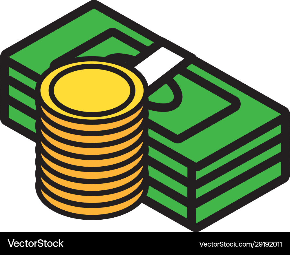 Bills and coins money dollars Royalty Free Vector Image