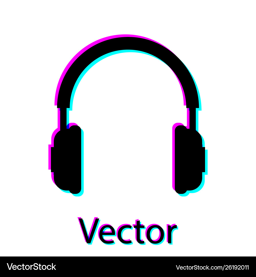 Black headphones icon isolated on white Royalty Free Vector
