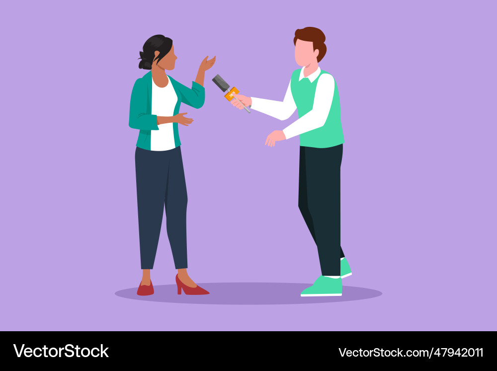 Character flat drawing male tv reporter Royalty Free Vector