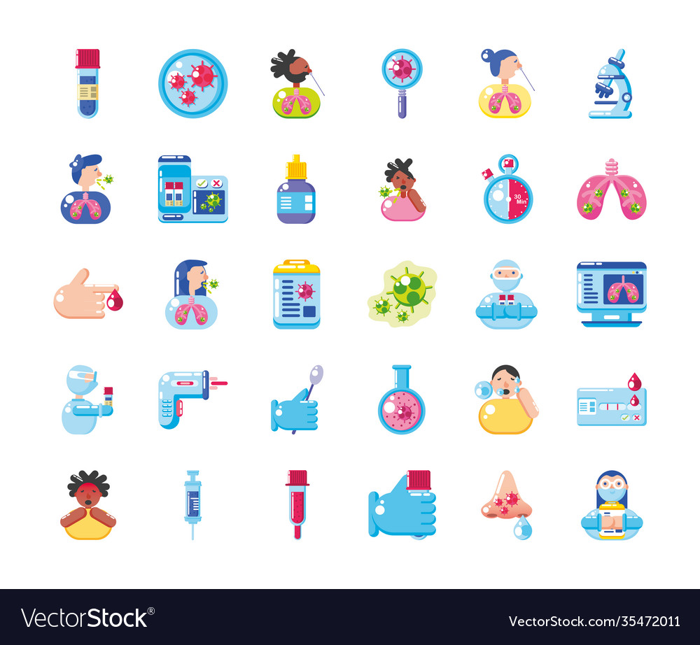Covid19 19 virus test 30 icon set design Vector Image