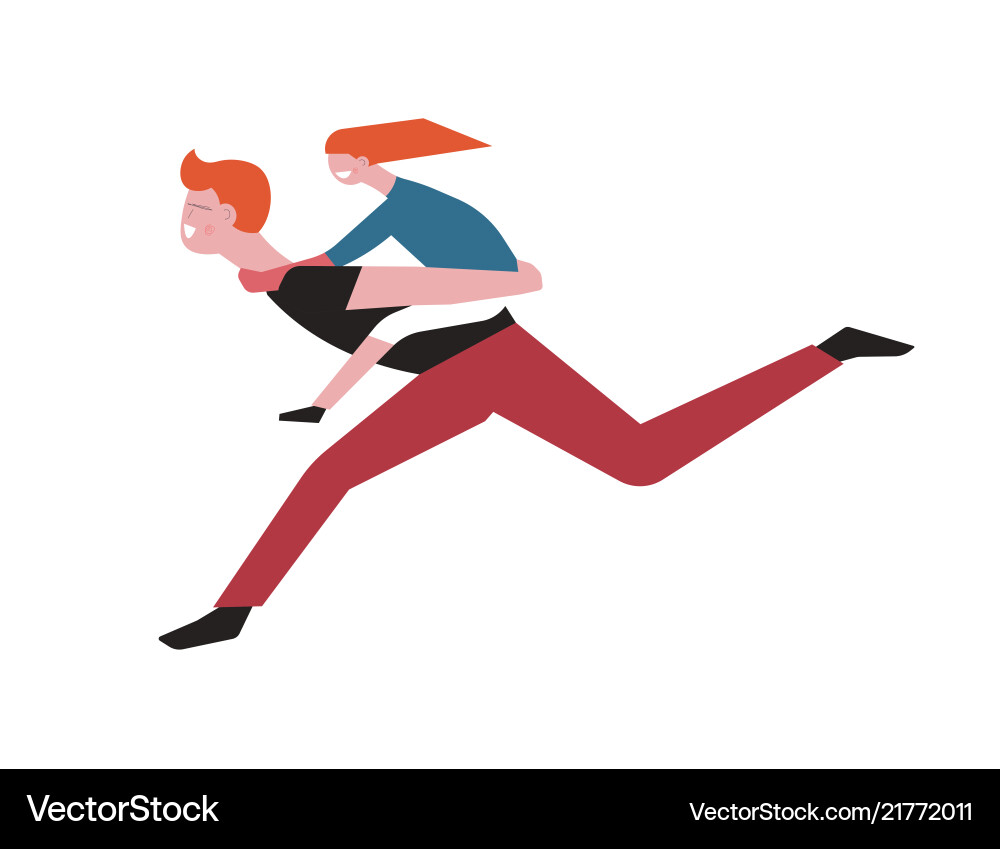 Daughter ride on father shoulders cartoon Vector Image