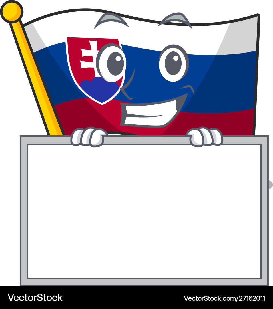 Grinning with board slovakia cartoon flag Vector Image
