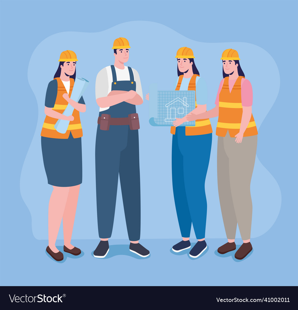 Group engineers professionals standing Royalty Free Vector