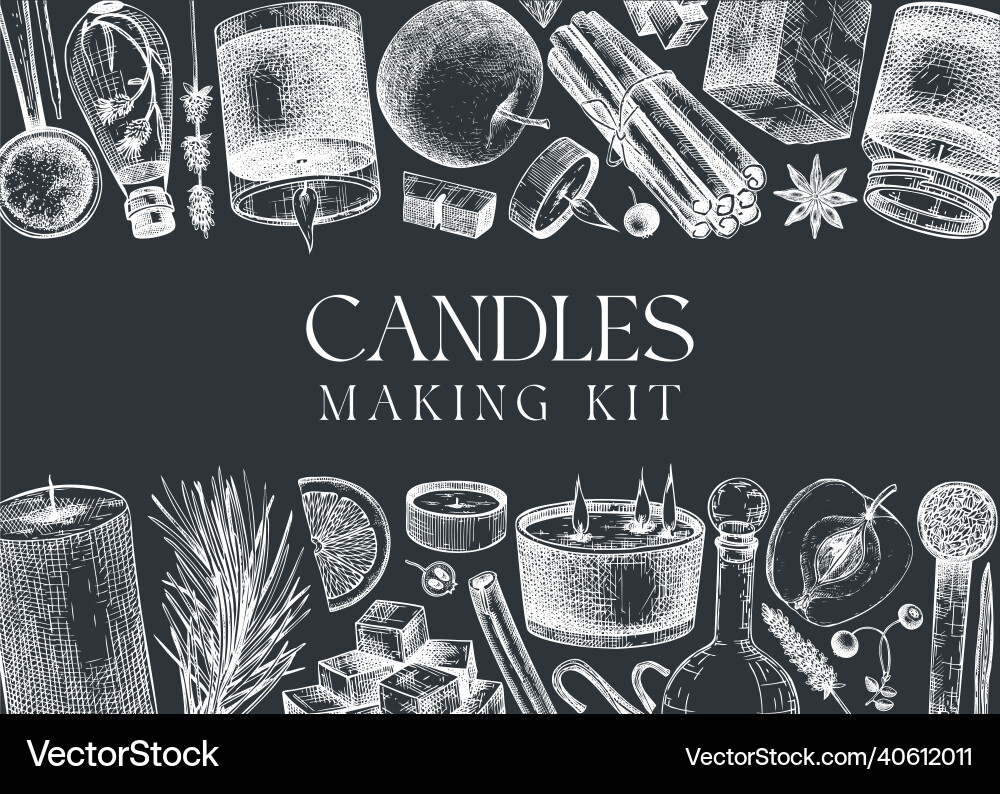 Hand sketched candles ingredients banner Vector Image