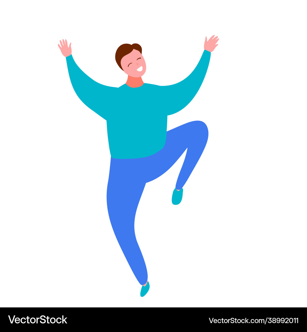 Happy man is jumping with enthusiasm and smiling Vector Image