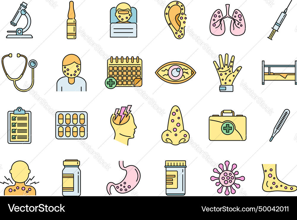 Human measles icons set color line Royalty Free Vector Image