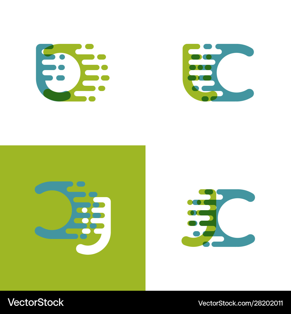 Jc letters logo with accent speed in light green Vector Image