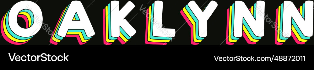 Oaklynn - retro rainbow typography faded style Vector Image