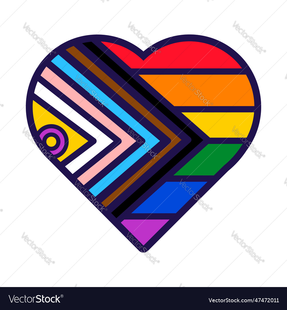 Outline Flag Heart Intersex Inclusive Pride Icon Vector Image