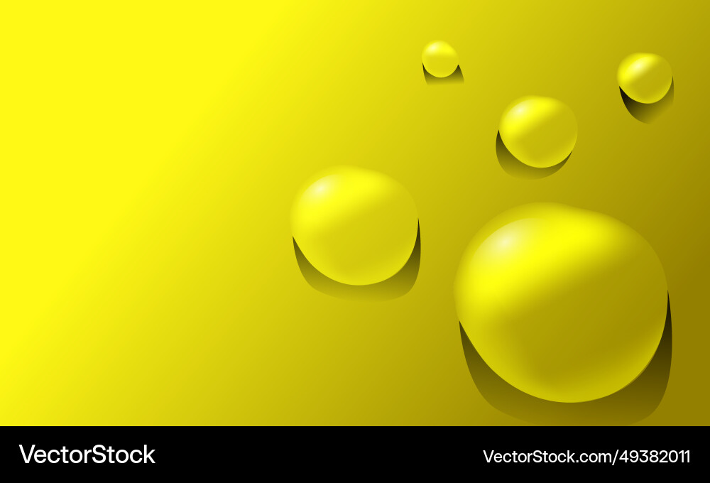 Realistic water drop background in yellow color Vector Image