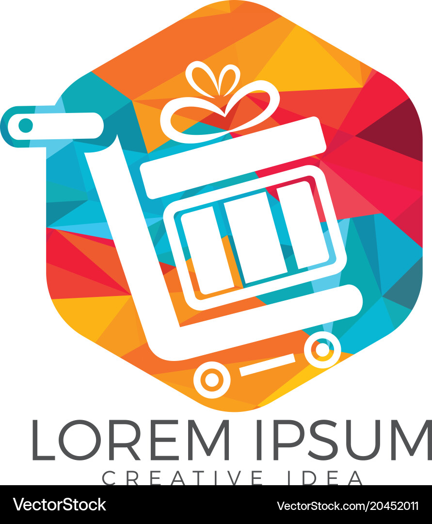 Shop and shopping gift logo design Royalty Free Vector Image