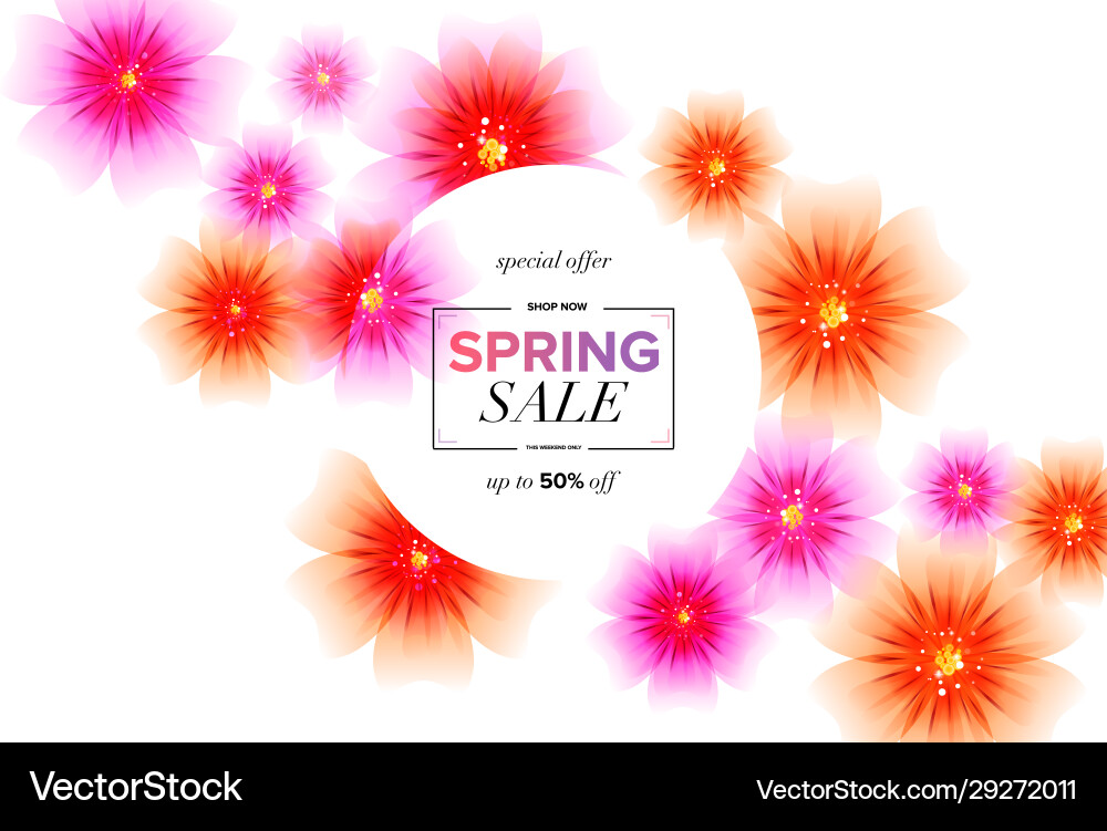 Spring sale background with beautiful flowers Vector Image