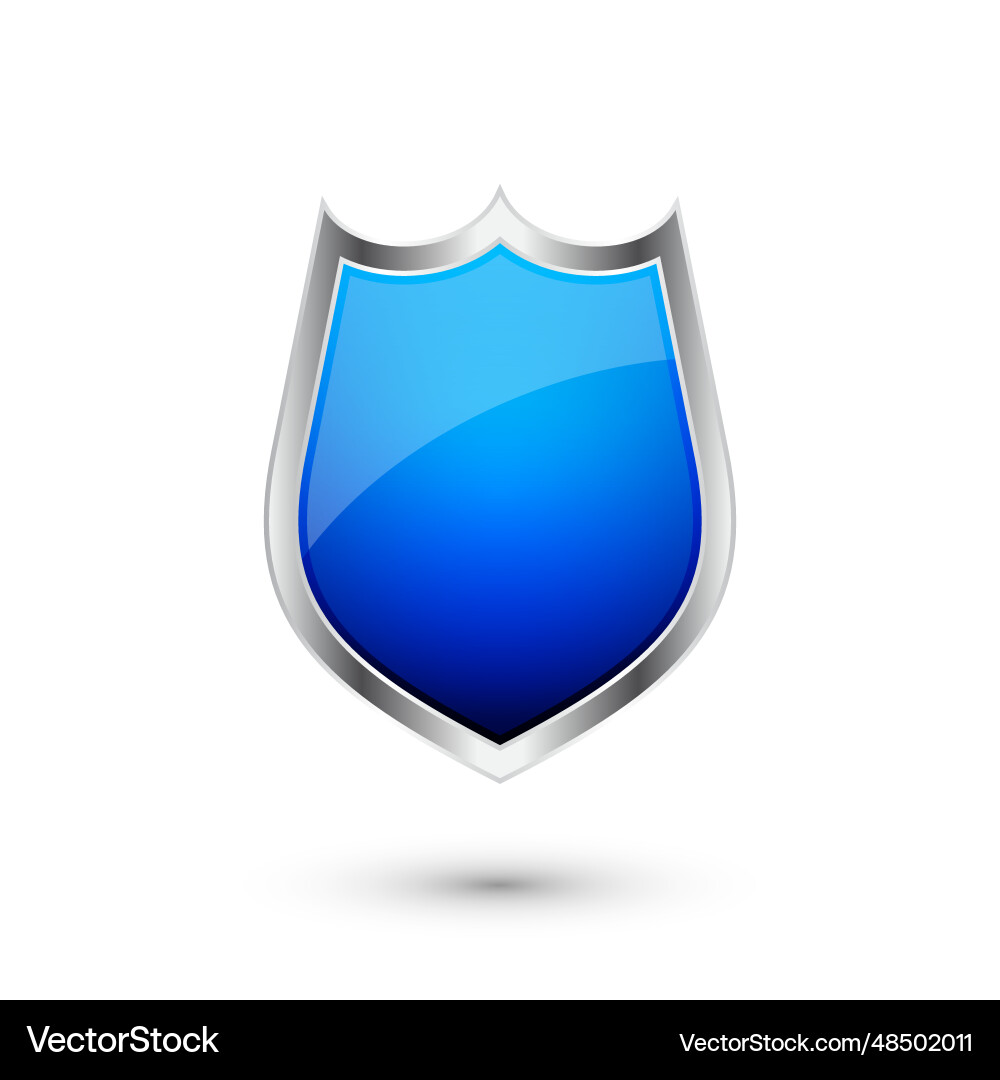 Vintage heraldic 3d shield icon with shiny metal Vector Image