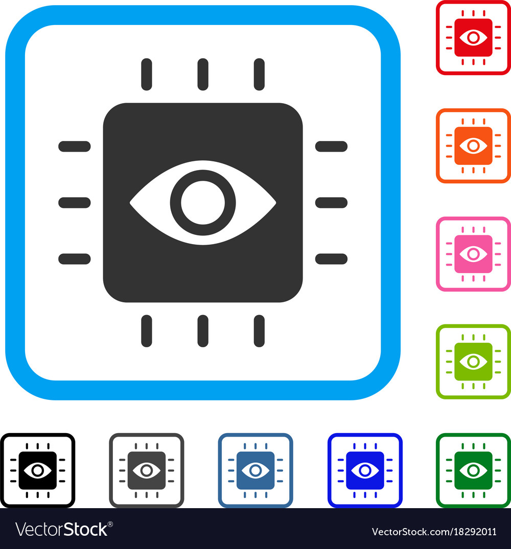 Vision processor framed icon Royalty Free Vector Image