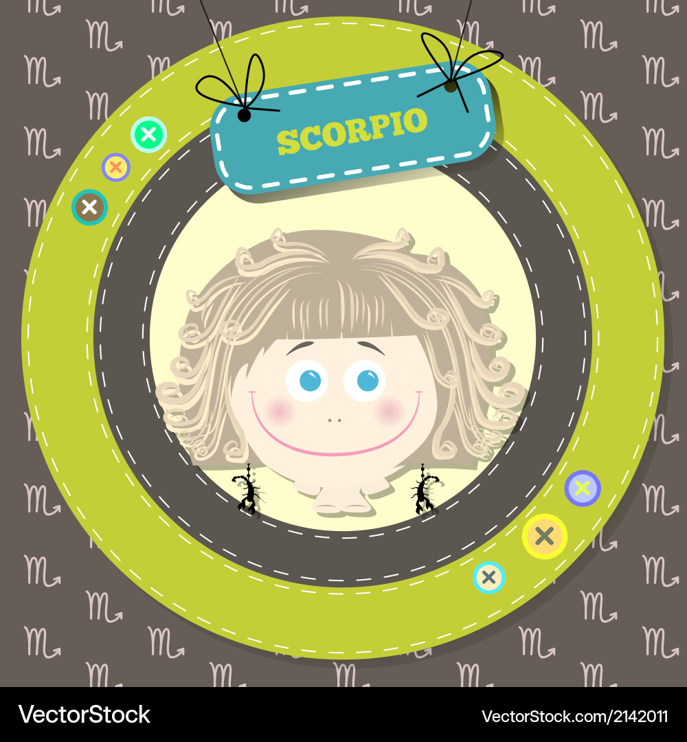 Zodiac signs collection cute horoscope - scorpio Vector Image