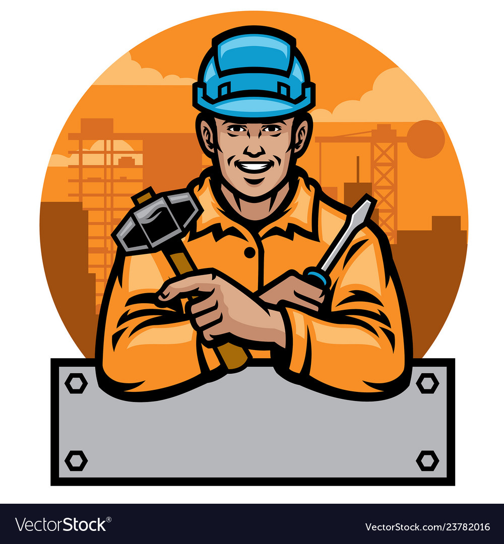 Construction worker with blank text space Vector Image