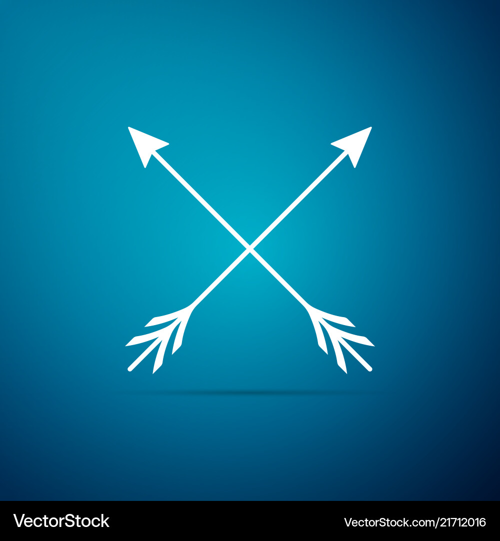 Crossed arrows icon isolated on blue background Vector Image