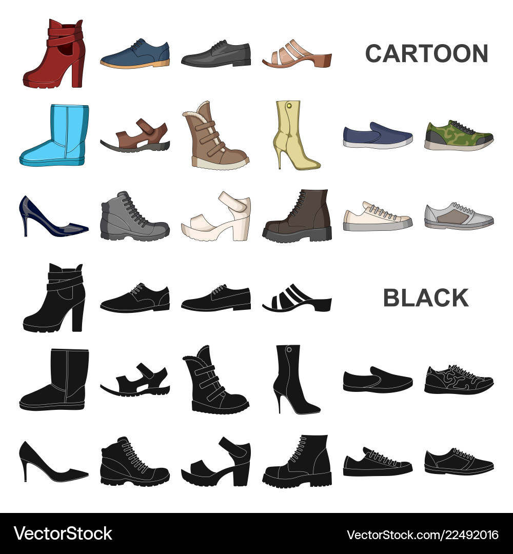 Different shoes cartoon icons in set collection Vector Image