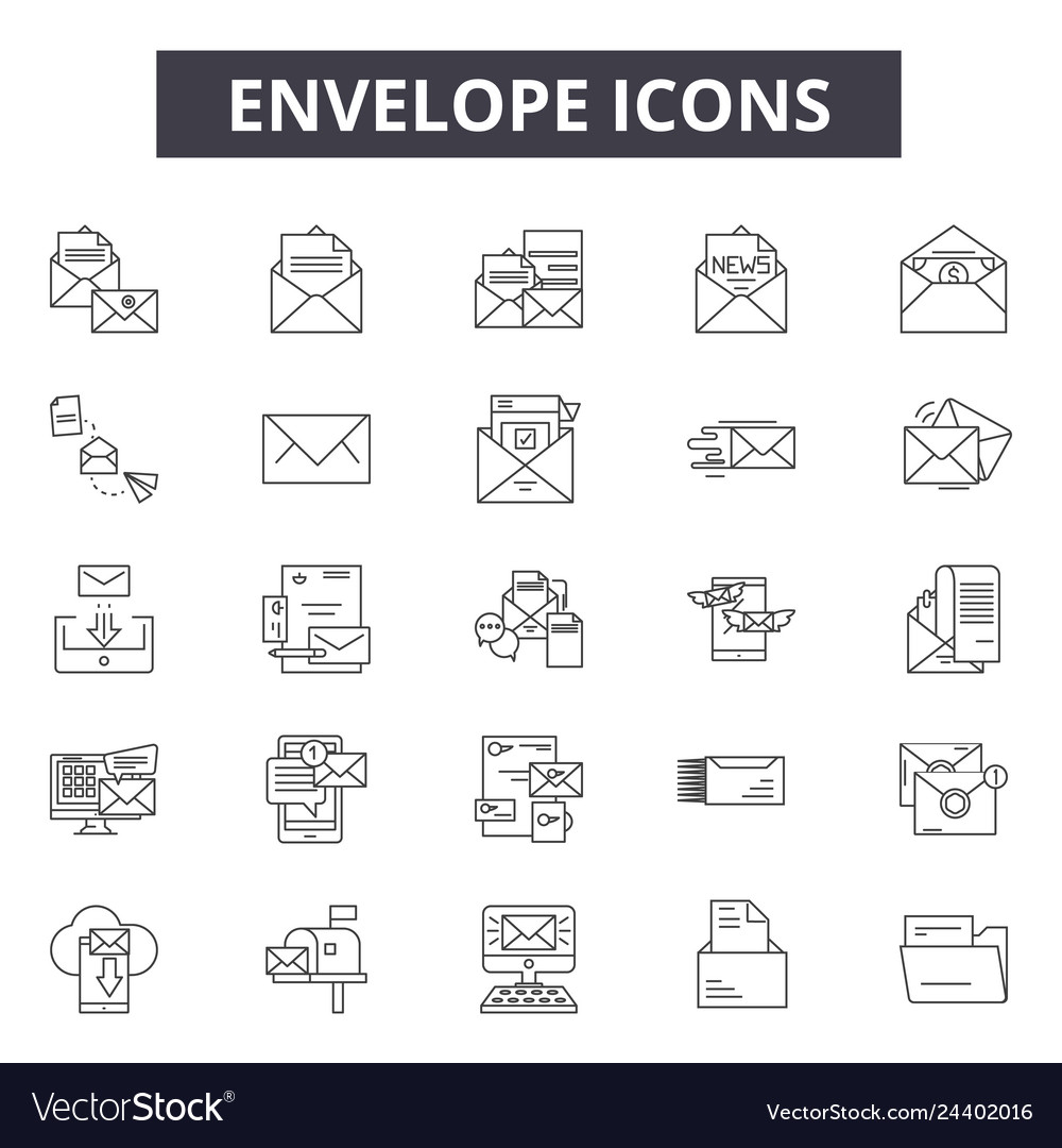 Envelope line icons for web and mobile design Vector Image