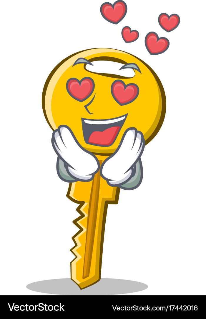 In love key character cartoon style Royalty Free Vector