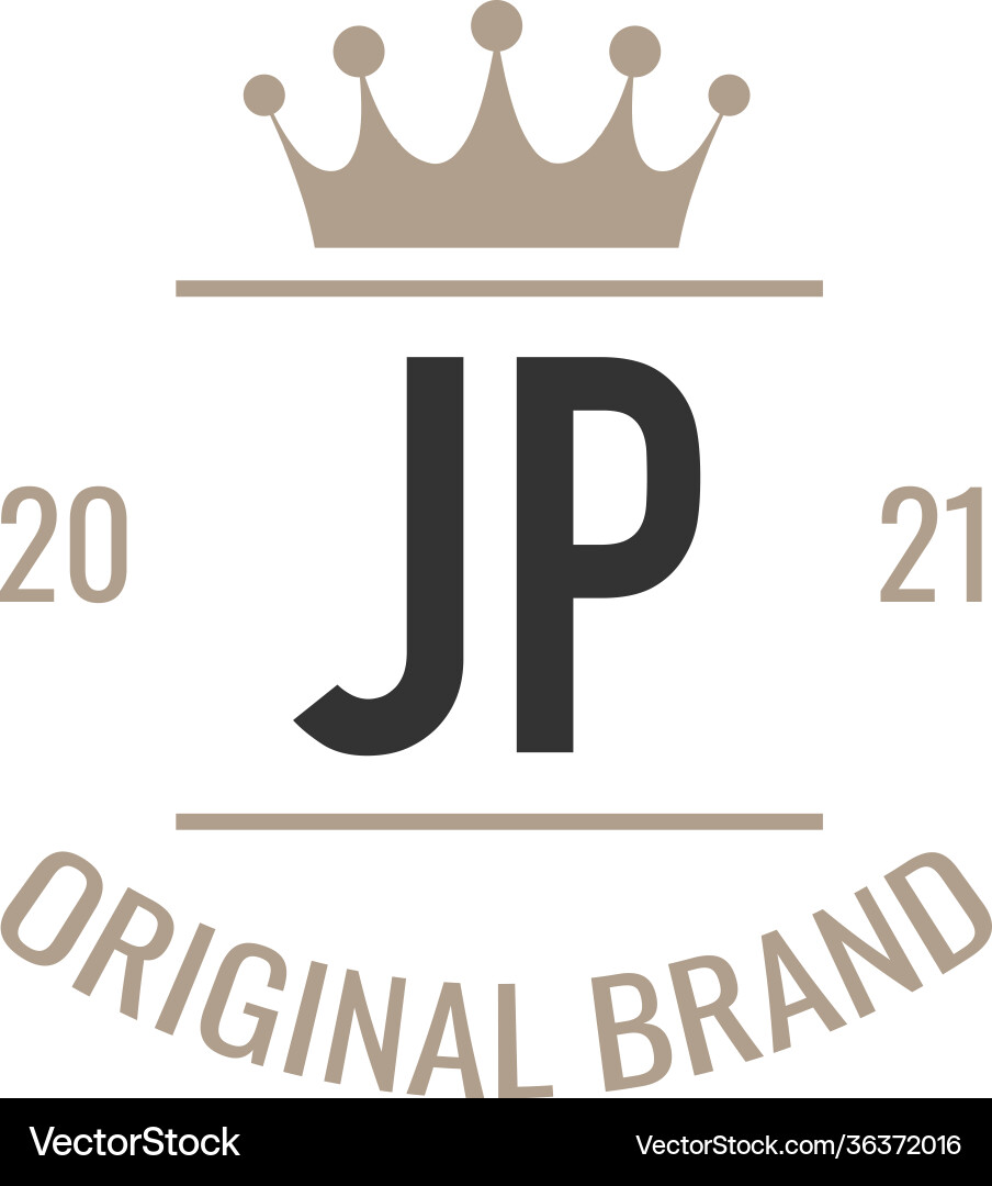 Initial letter jp king logo design template Vector Image