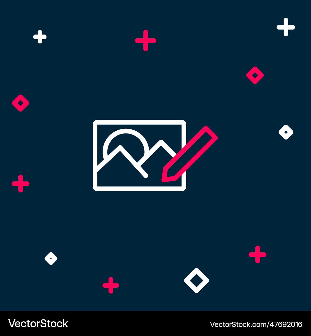 Line photo retouching icon isolated on blue Vector Image