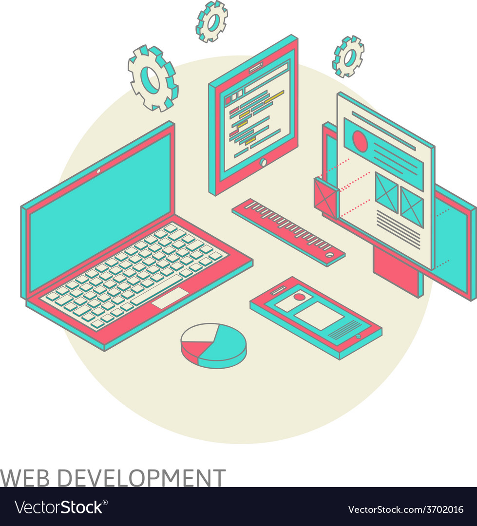 Mobile and desktop website design development Vector Image