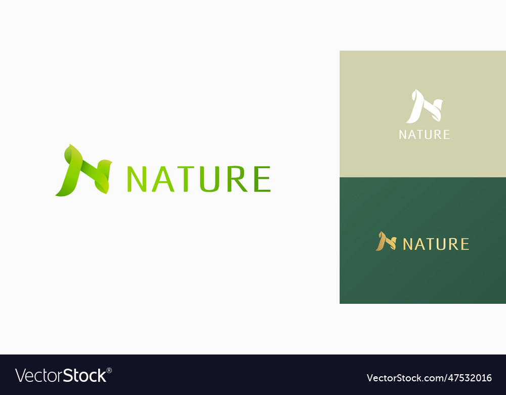 N leaf logo design set Royalty Free Vector Image