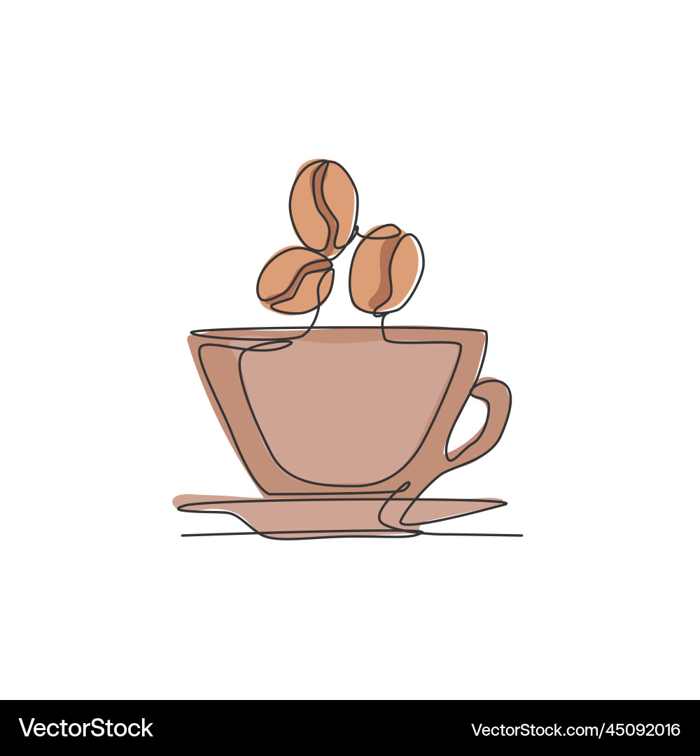 One single line drawing of fresh aromatic black Vector Image