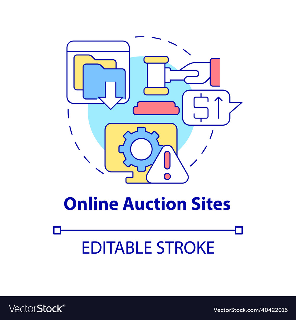 Online auction sites concept icon Royalty Free Vector Image Online auction sites concept icon Royalty Free Vector Image