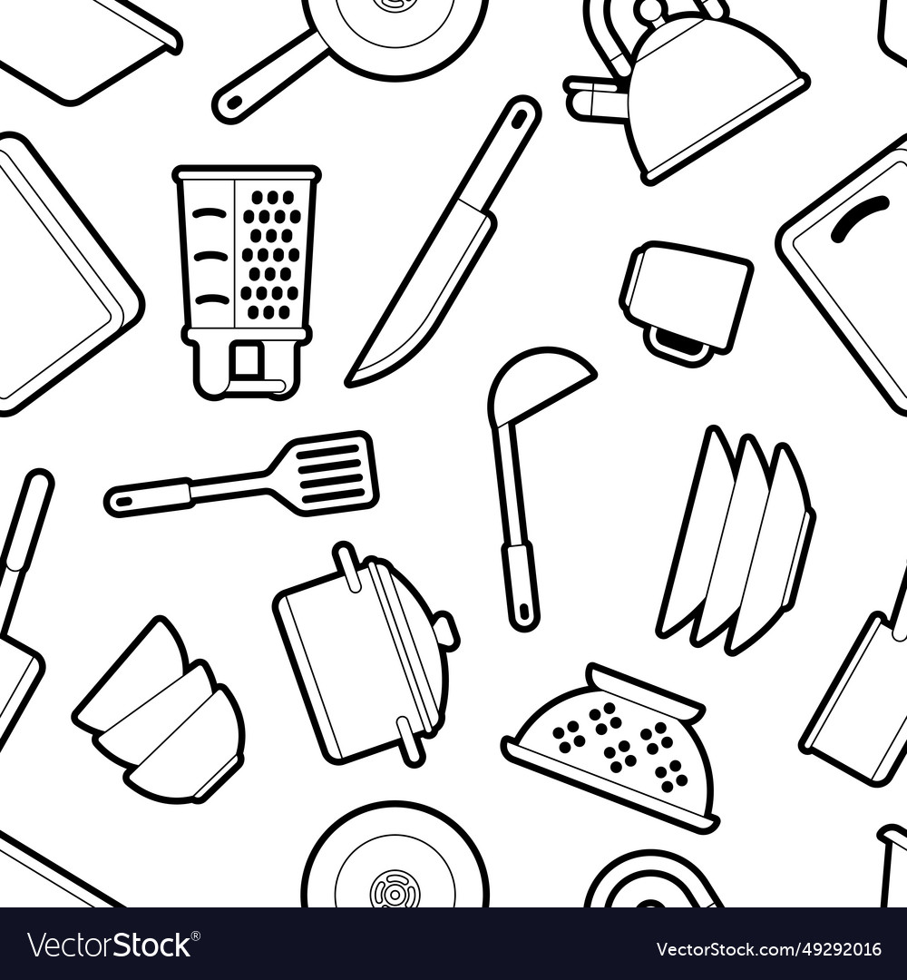 Pattern with kitchen utensils cooking tools Vector Image