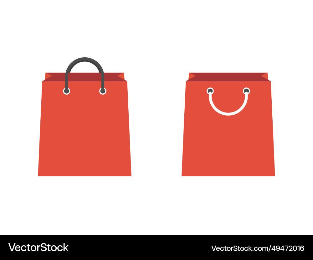 Red shopping paper bag icon set Royalty Free Vector Image