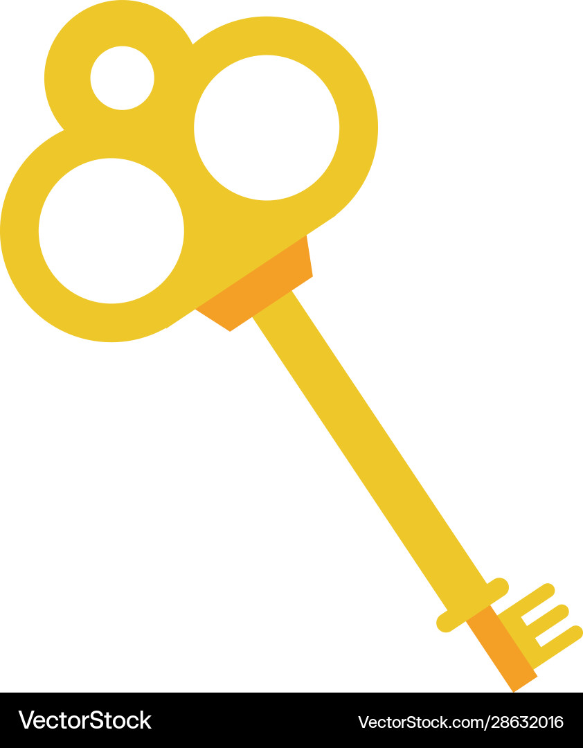 Retro golden key fairytale object isolated icon Vector Image