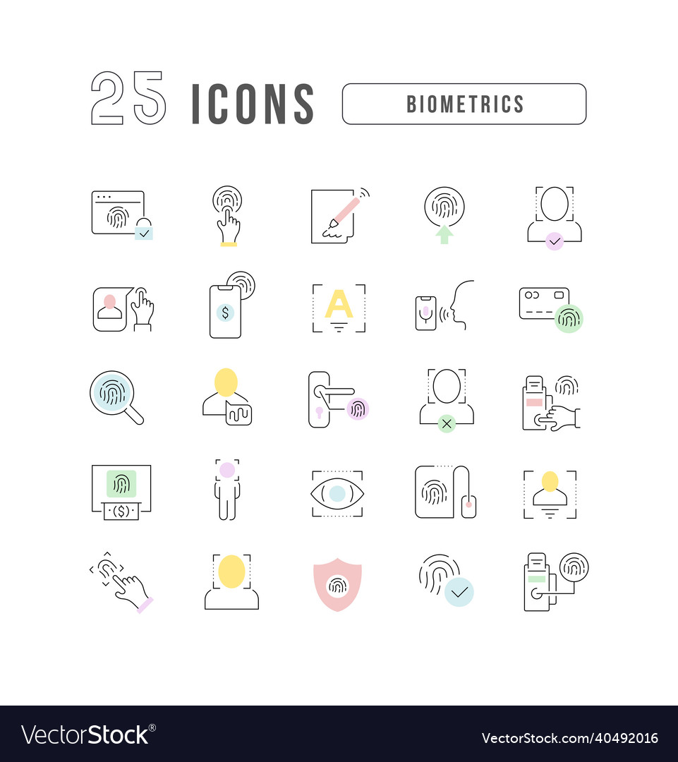 Set of linear icons of biometrics Royalty Free Vector Image