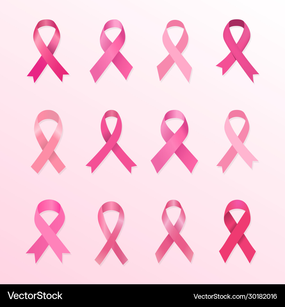 Variety pink cancer ribbons Royalty Free Vector Image