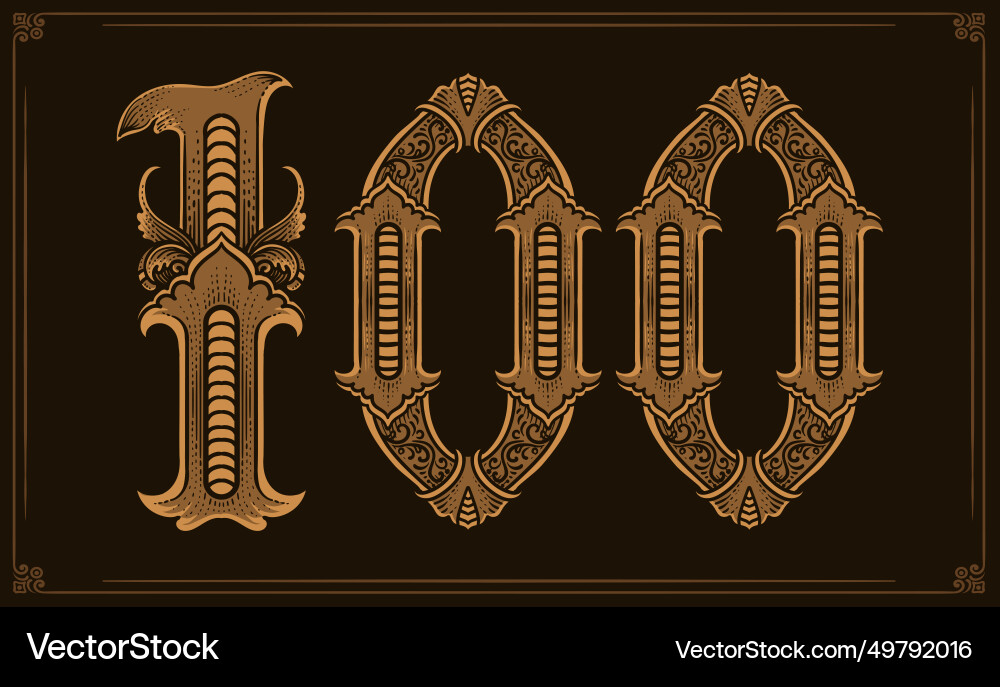 Vintage ornament logo number 100 Royalty Free Vector Image
