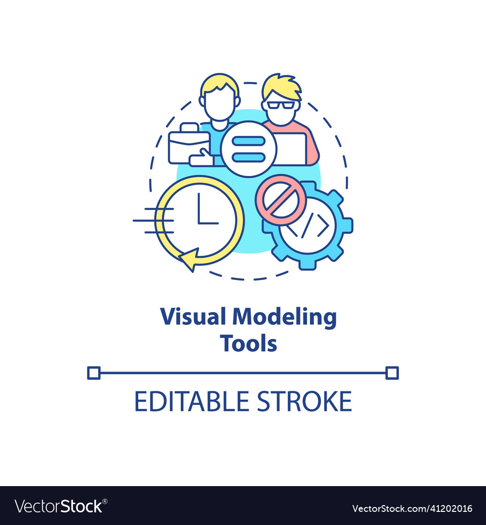 Visual modeling tools concept icon Royalty Free Vector Image