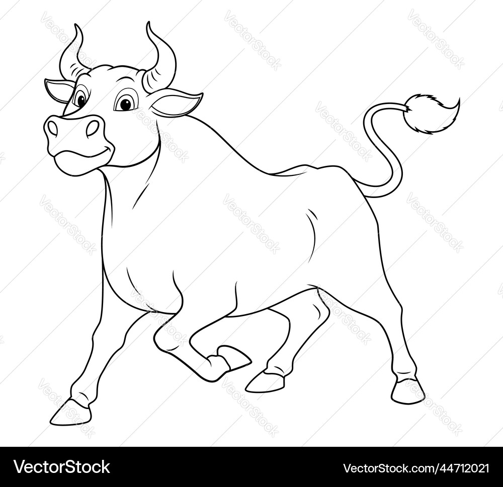 Black bull cartoon animal bw Royalty Free Vector Image