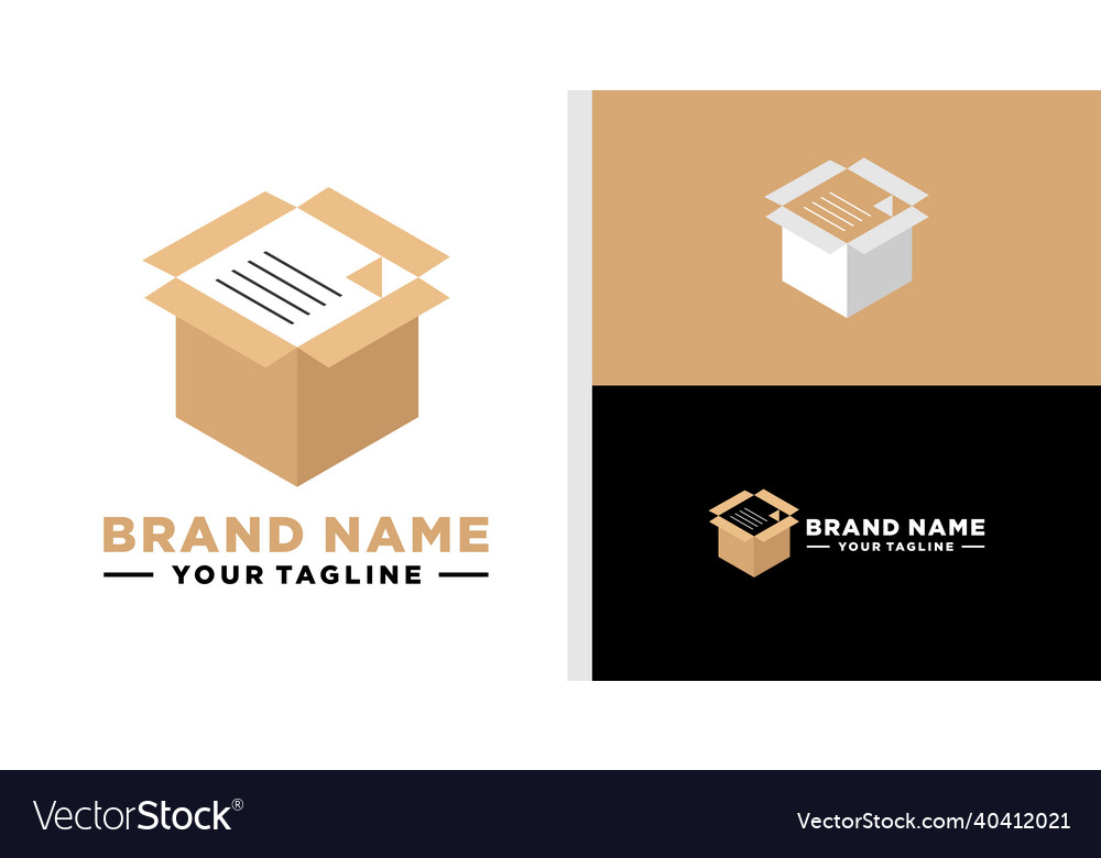 Box logo document negative space editable Vector Image