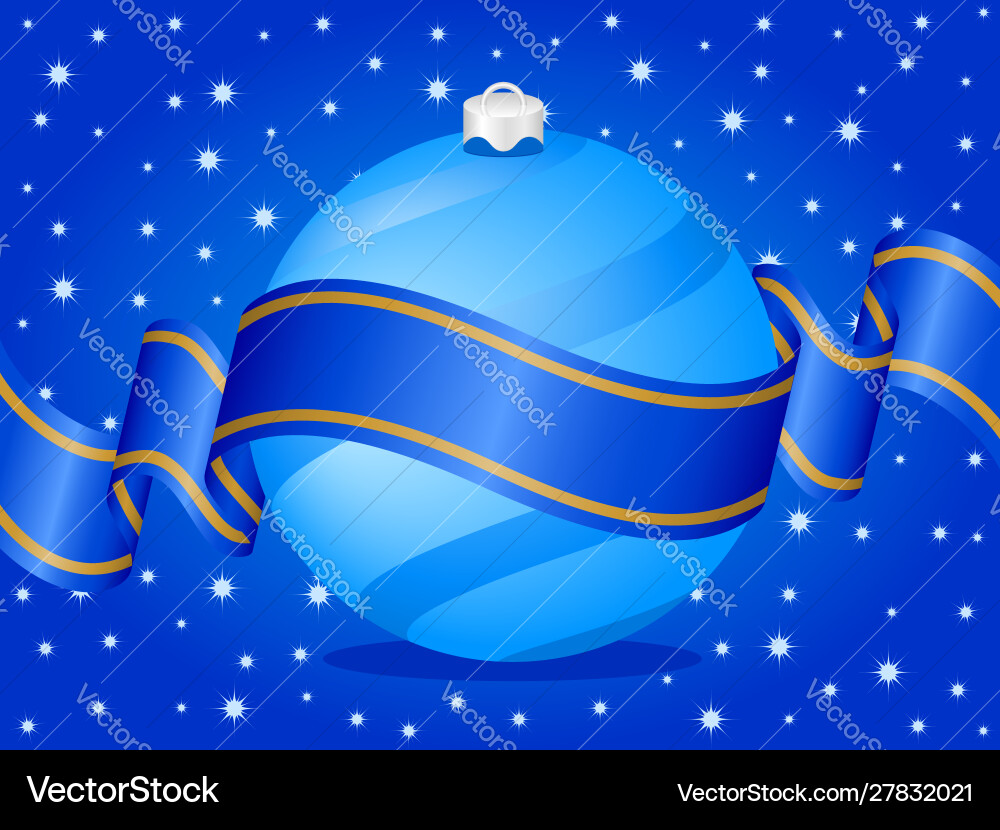 Christmas ball and ribbon blue Royalty Free Vector Image