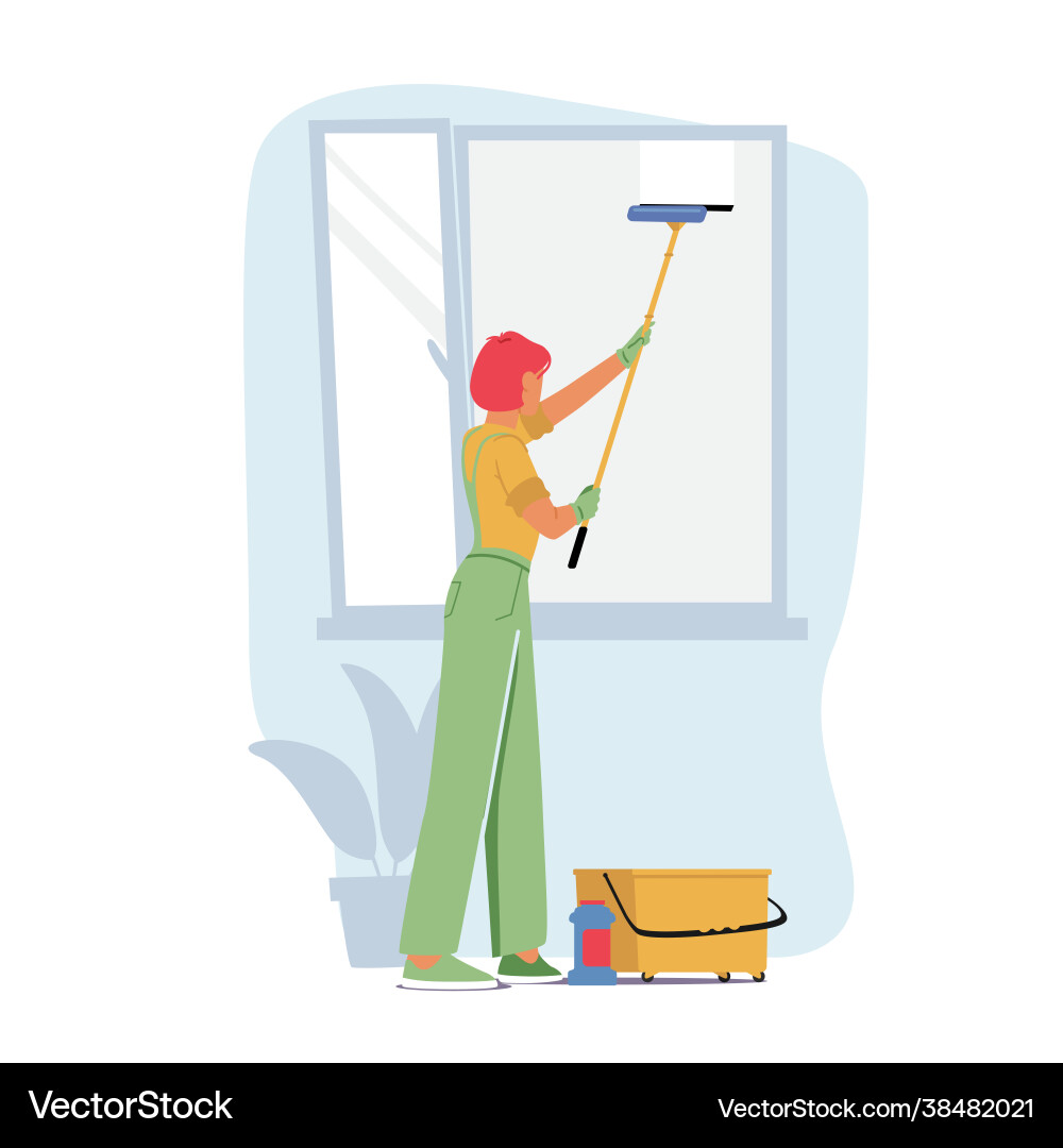 Female character cleaning service employee Vector Image